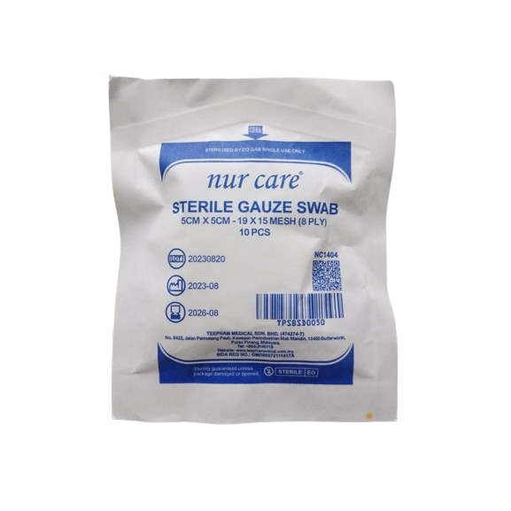 NUR CARE Sterile Gauze Swab 5cmX5cm-19 X 15 Mesh 10's | Shopee Malaysia