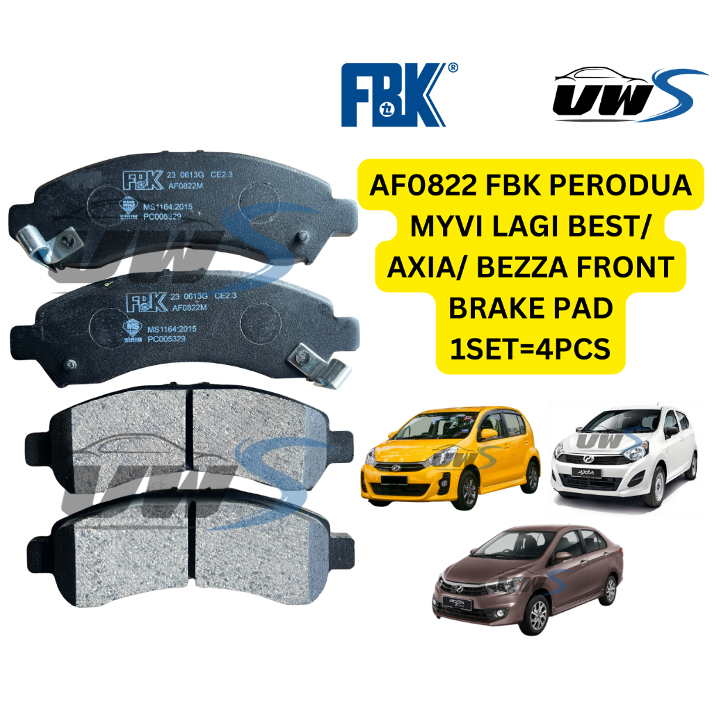 AF0822 FBK PERODUA MYVI LAGI BEST/ AXIA/ BEZZA FRONT BRAKE PAD 1SET ...