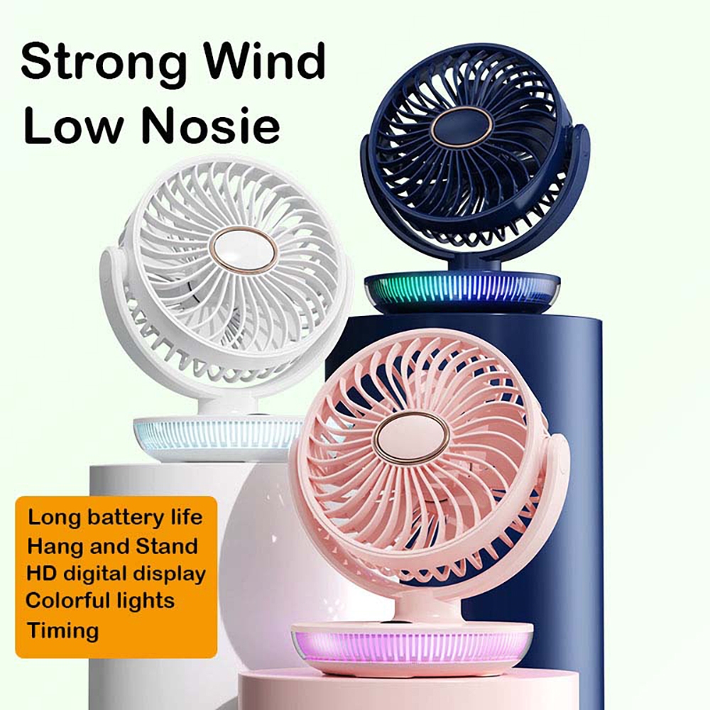 Kipas Portable Fan Table Fan Rechargeable Desktop Fan Strong Wind 180 ...