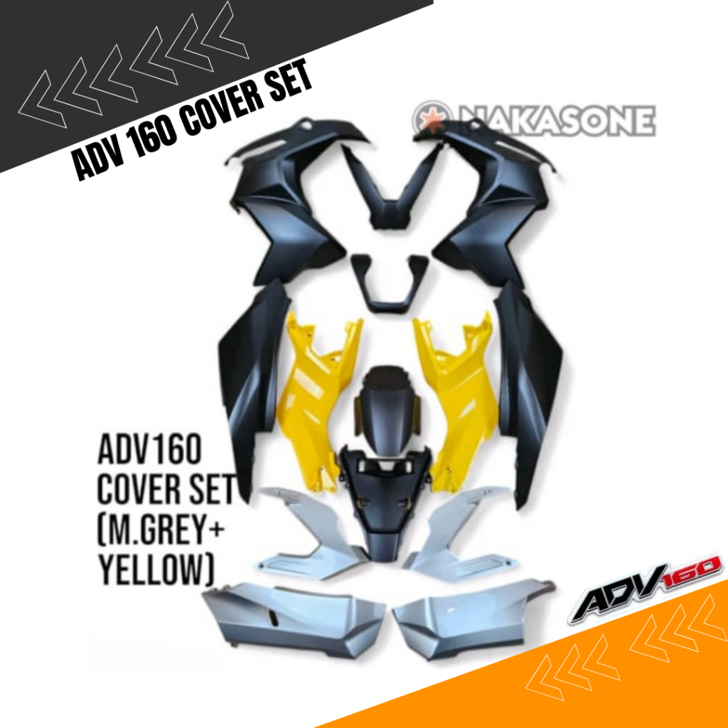 HONDA ADV160 COVER SET BODY SET YELLOW + MATT GREY (without sticker ...