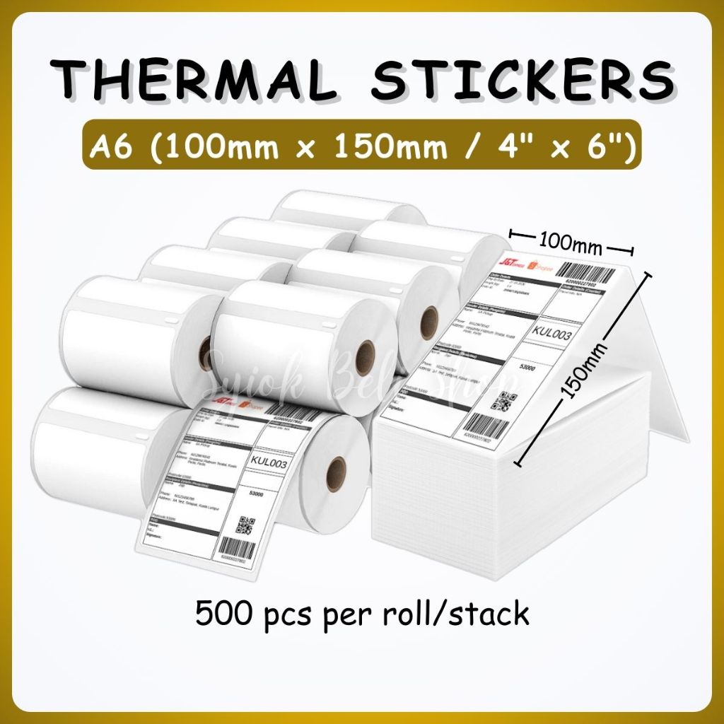 A6 Thermal Label Waybill Sticker Roll / Stack Fold Type (100mm x 150mm x 500Pcs) | Shopee Malaysia