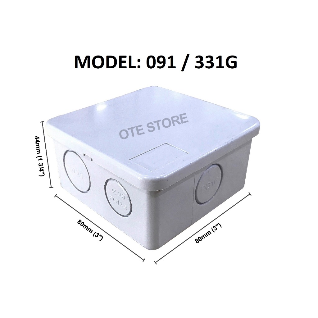331G/091 80 x 80 x 44MM (3 x 3 x 1 3/4 INCH) IP44 PVC ENCLOSURE ...