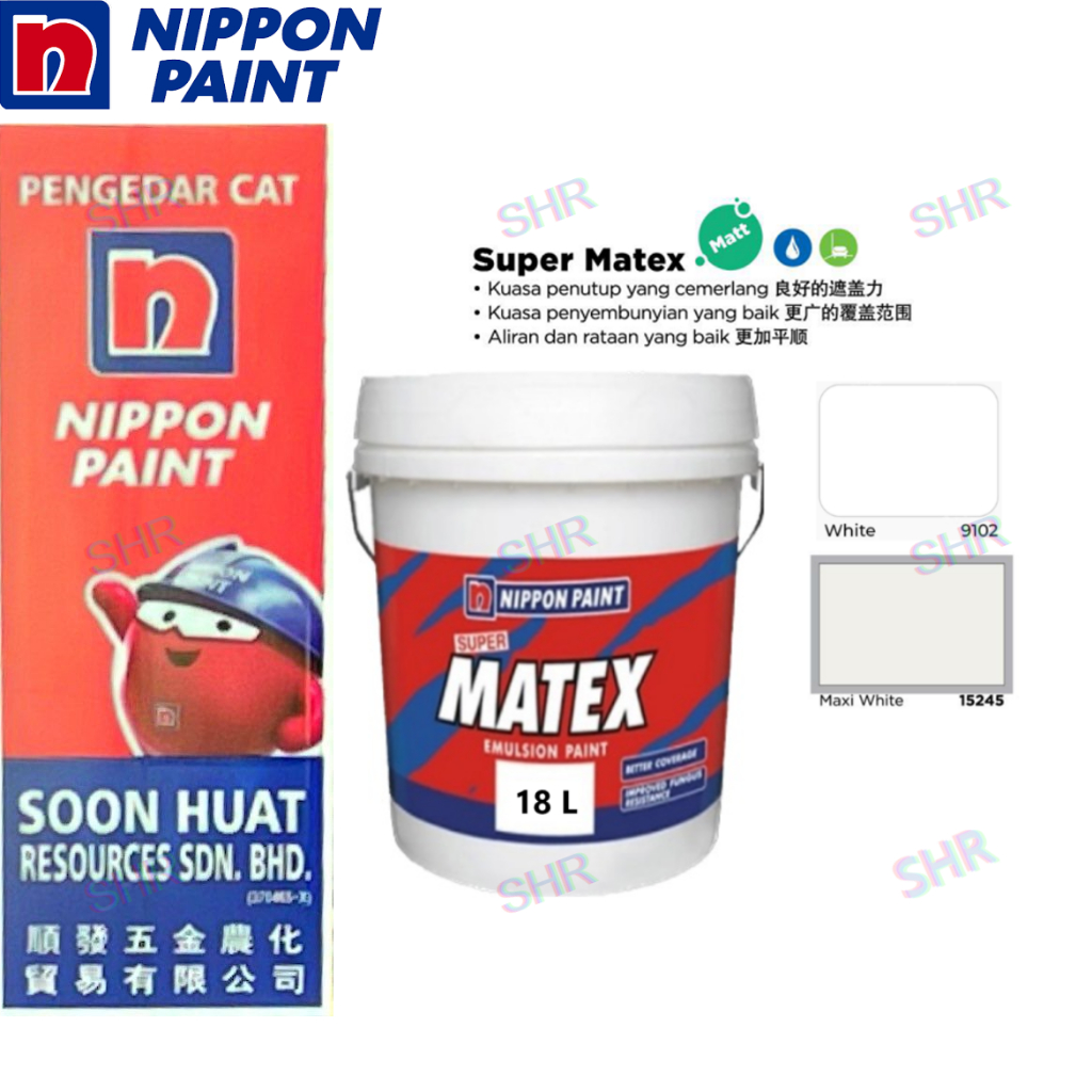 NIPPON PAINT 18 Liter Super Matex White Colour Interior Paint / Cat ...