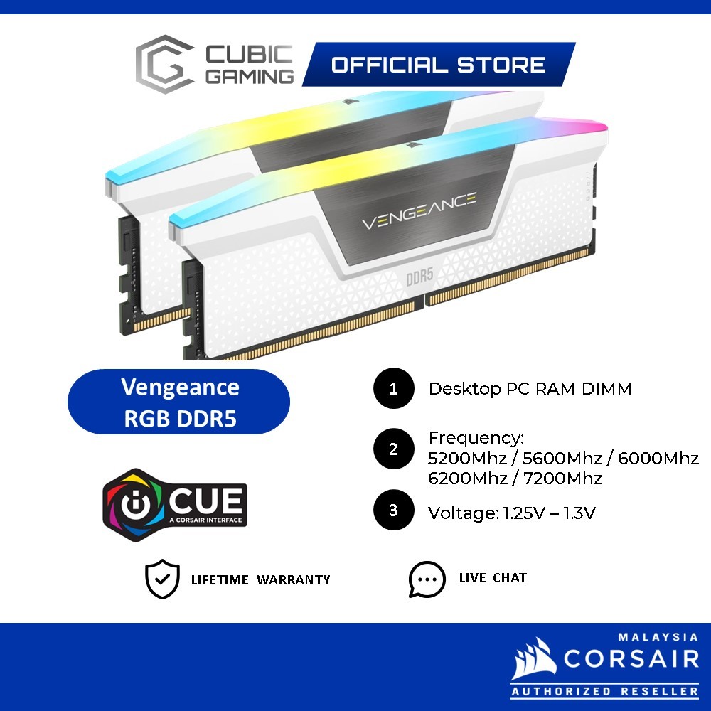 CORSAIR VENGEANCE® RGB DDR5 32GB (2x16GB) DDR5 DRAM 5600MT/s CL36 Memory Kit | Shopee Malaysia
