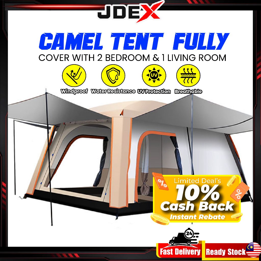 JDEX Khemah Unta Full Cover 8 -12 orang Family Camel Tent Large Outdoor ...