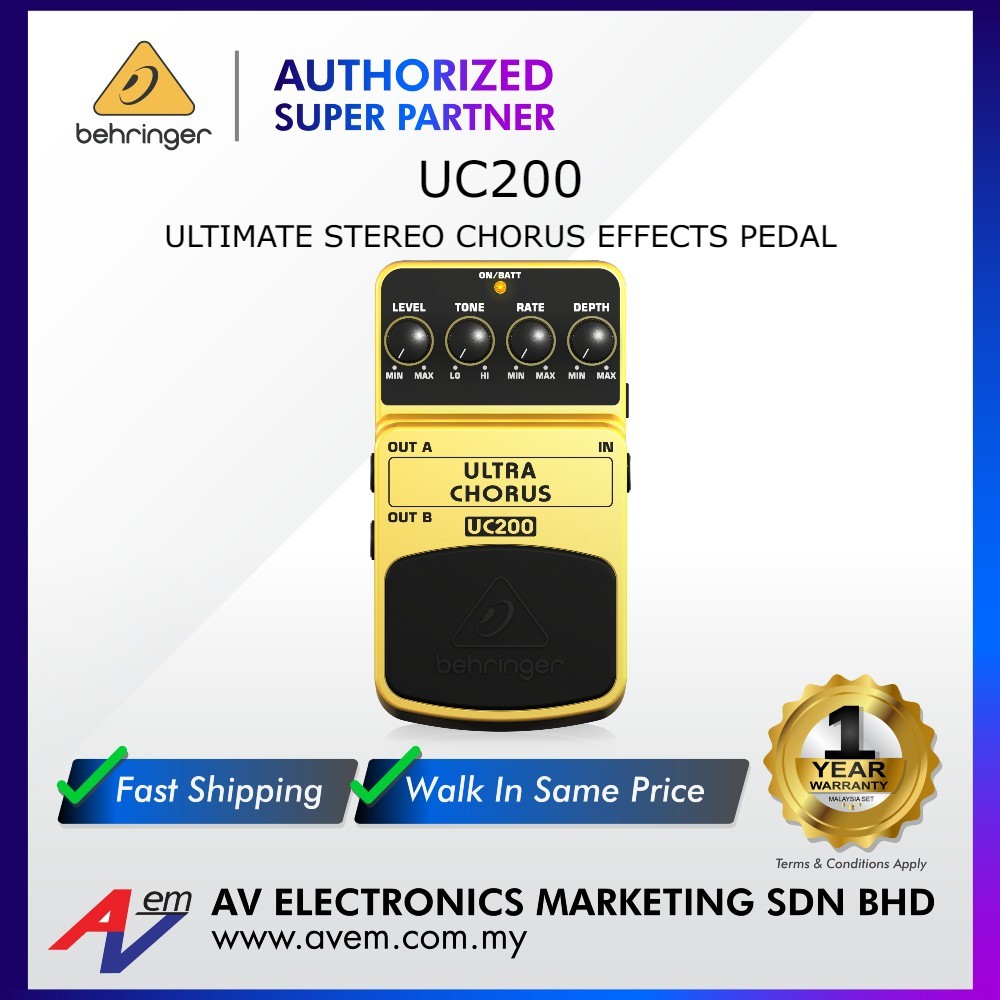 BEHRINGER ULTRA CHORUS UC200 Ultimate Stereo Chorus Effects Pedal ...
