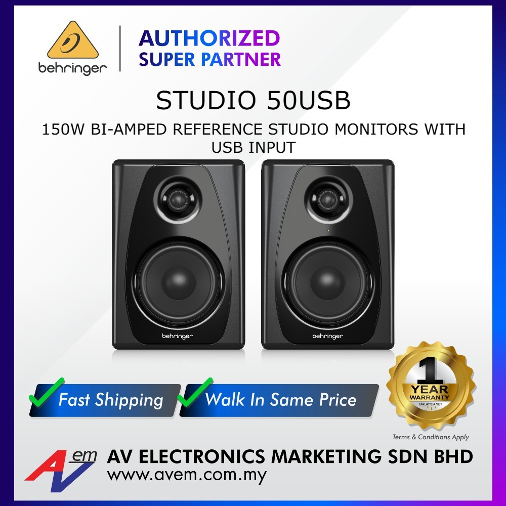 BEHRINGER STUDIO 50USB High-Resolution, 150-Watt Bi-Amped Reference ...