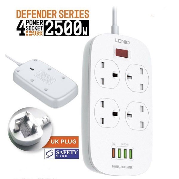 Littlebox LDNIO SC4407 Power Socket 4 UK Power Socket (2500w) with 4 ...