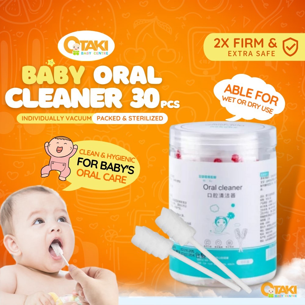 Baby Oral Cleaner (30 Sticks) Baby Cotton Swab Mouth Tongue Cleaner ...