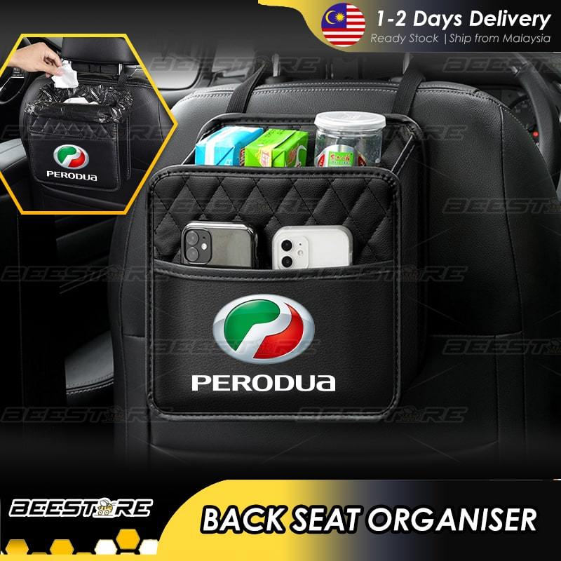 PERODUA Car Leather Back Seat Organiser AXIA MYVI BEZZA ATIVA ALZA ...