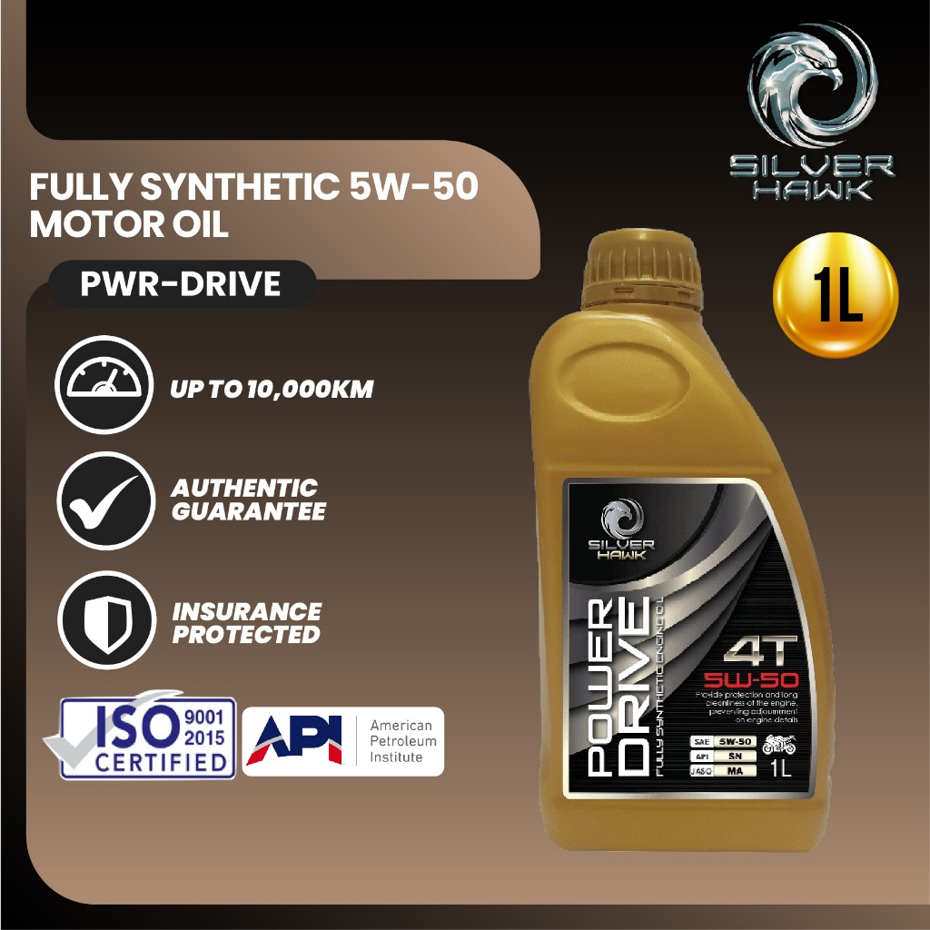 Silver Hawk Motor Oil 4T Fully Synthetic 5W-50 Motor Oil (1L) Met API ...