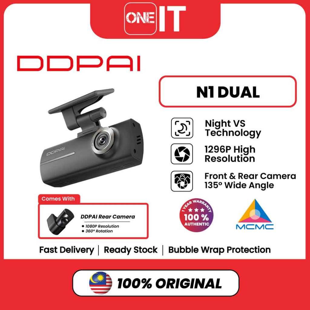 DDPAI N1 Dual Front & Rear Recording NightVIS 1296P Dash Cam 24 Months ...