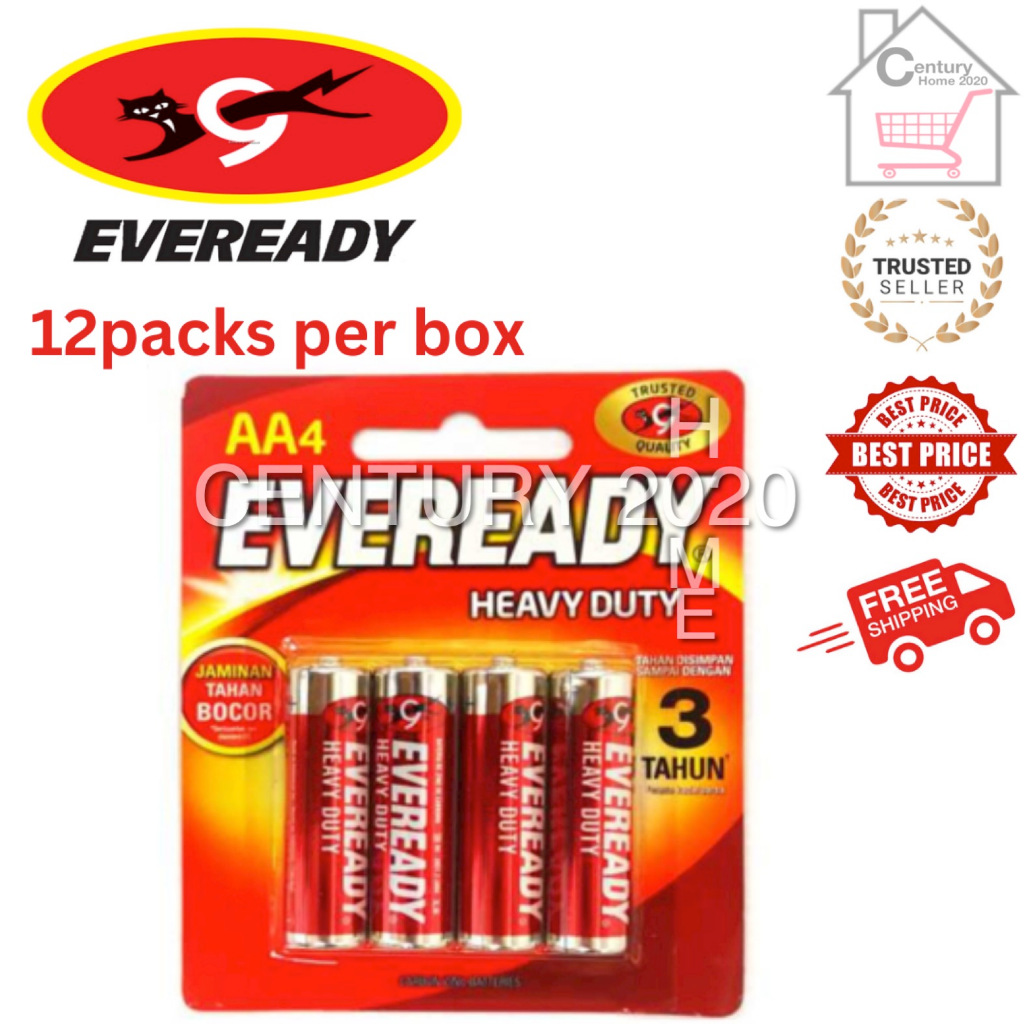EVEREADY AA/AAA Battery Heavy Duty R6 AA/AAA Battery 1015 BP4 12packs ...