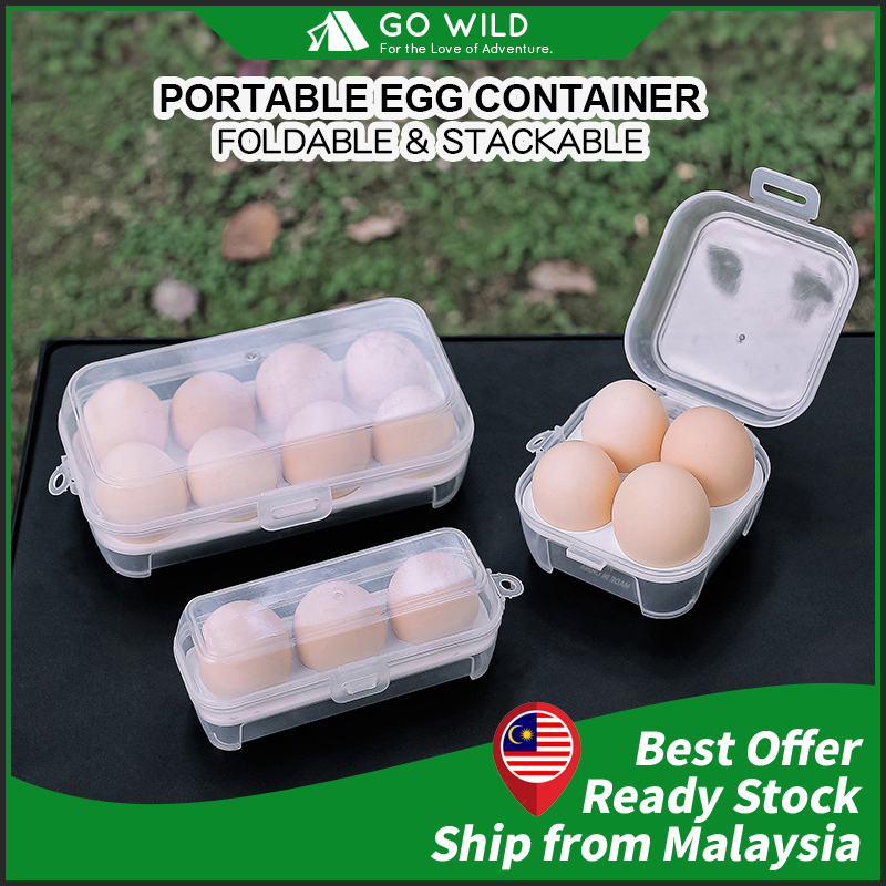 Portable Egg Storage Box Stackable Outdoor Camping Picnic 4/8 Grid Eggs ...