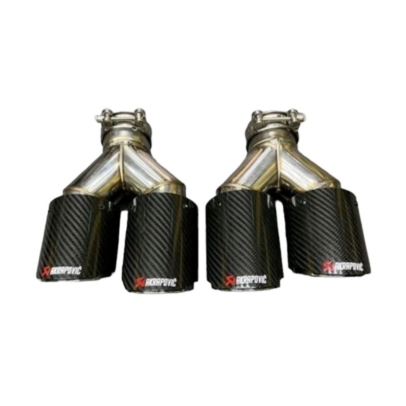 Akrapovic Car Muffler Exhaust Pipe Twin Tip Y-Type Glossy Carbon Fiber ...