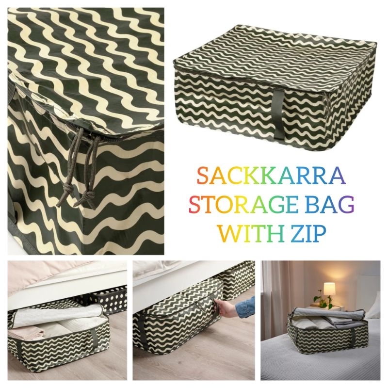 💥READY STOCK💥IKEA SACKKARRA STORAGE BAG WITH ZIP 55 x 49 x 19 cm ...