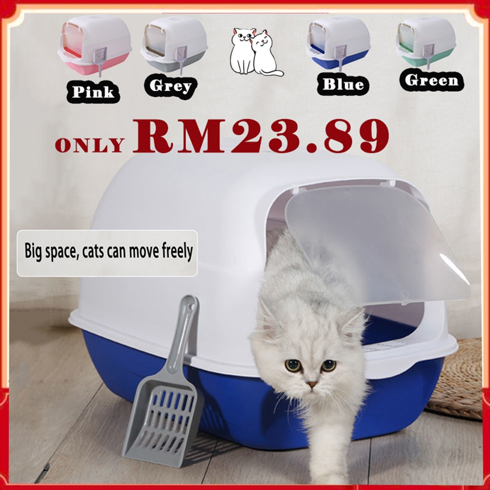 Cat Litter Toilet Box Jumbo Hooded Tempat Bekas Pasir Berak Kucing ...
