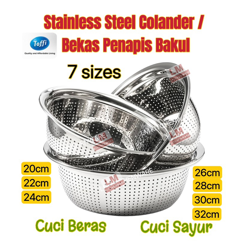 STAINLESS STEEL COLANDER ROUND RICE SLOTTED BASIN MESH SIEVE SKIMMER ...