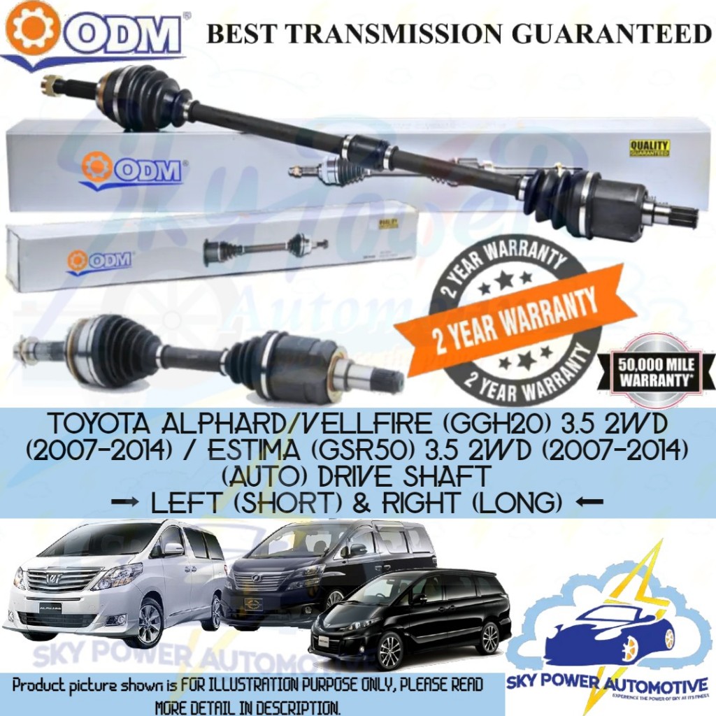 TOYOTA ALPHARD / VELLFIRE GGH20 3.5 2WD / ESTIMA GSR50 3.5 2WD ODM ...