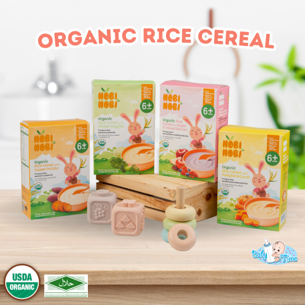 Nobi Nobi Organic Rice Cereal Baby Food 6m+ (6 sachets x 20g) | Shopee ...