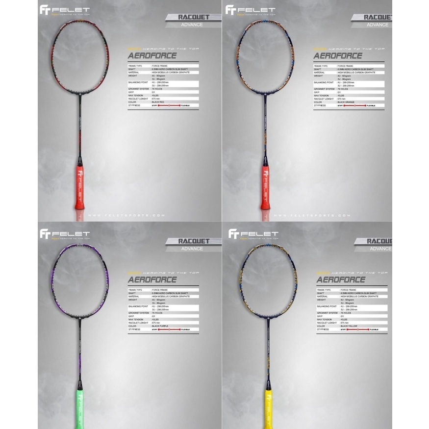 FELET AEROFORCE Badminton Rackets 4U 45lbs Max Tension | Shopee Malaysia