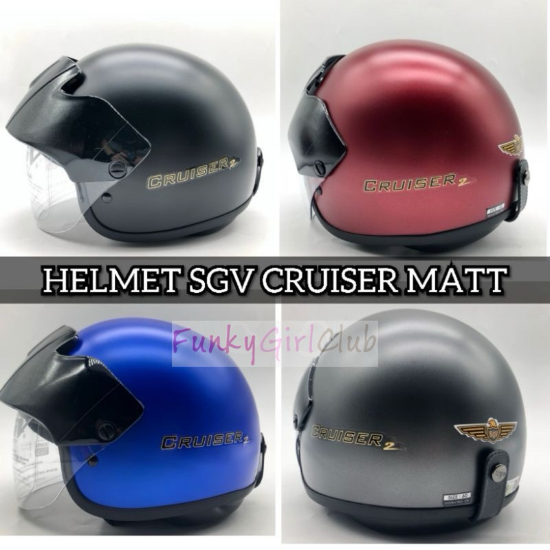 SGV CRUISER MATT VISOREX HELMET TOPI KELEDAR SGV Skuter Scooter Steng ...