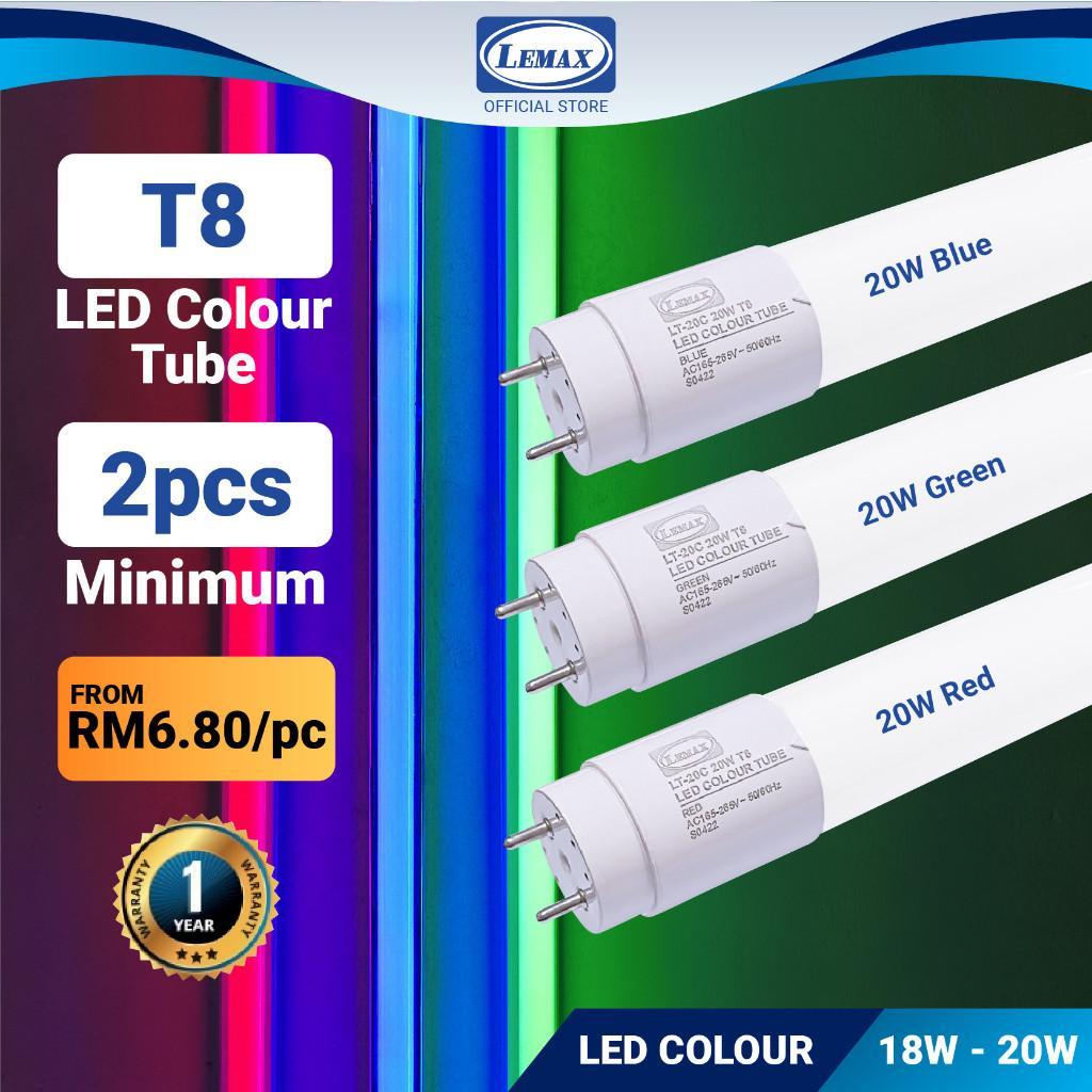 LEMAX 20W T8 LED Colour Light Tube (4FT) 4 Kaki Red Blue Green Color Ceiling Light Kalimantang ...