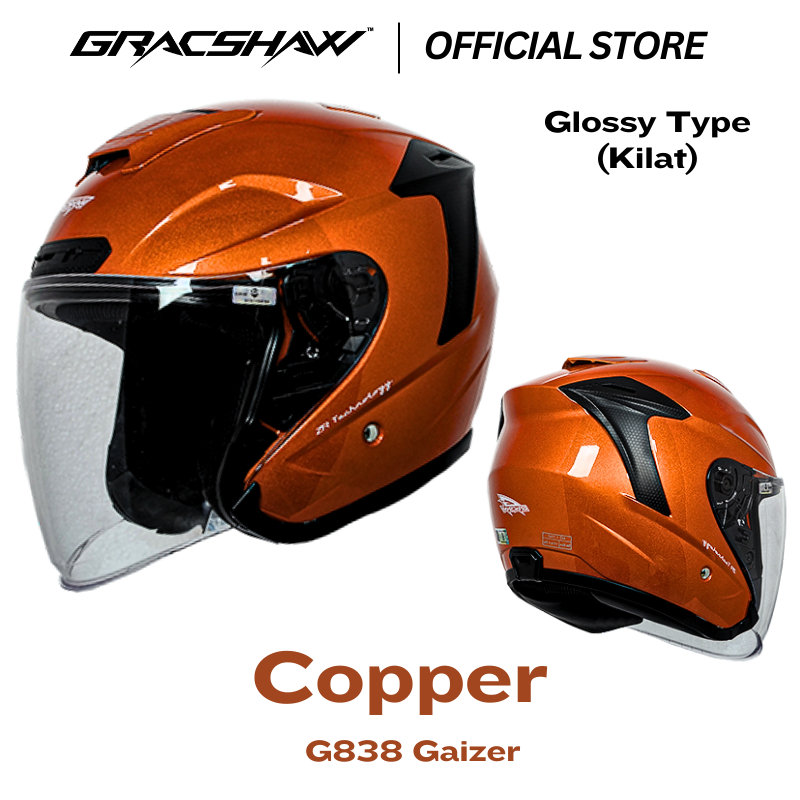 Gracshaw Gaizer G838 Open Face Helmet Plain Series JF4 Single Visor ...