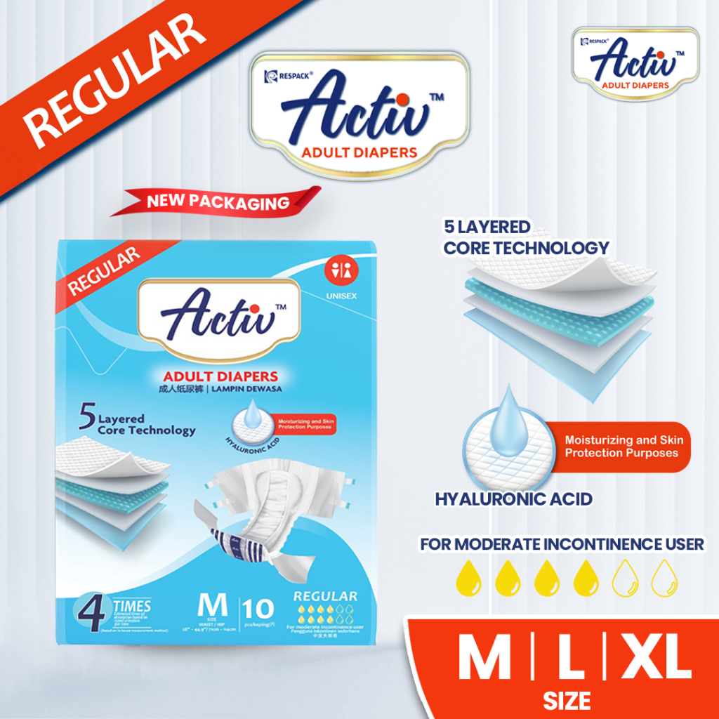 Activ Regular Adult Diapers | Extra Dry & High Absorption | Shopee Malaysia