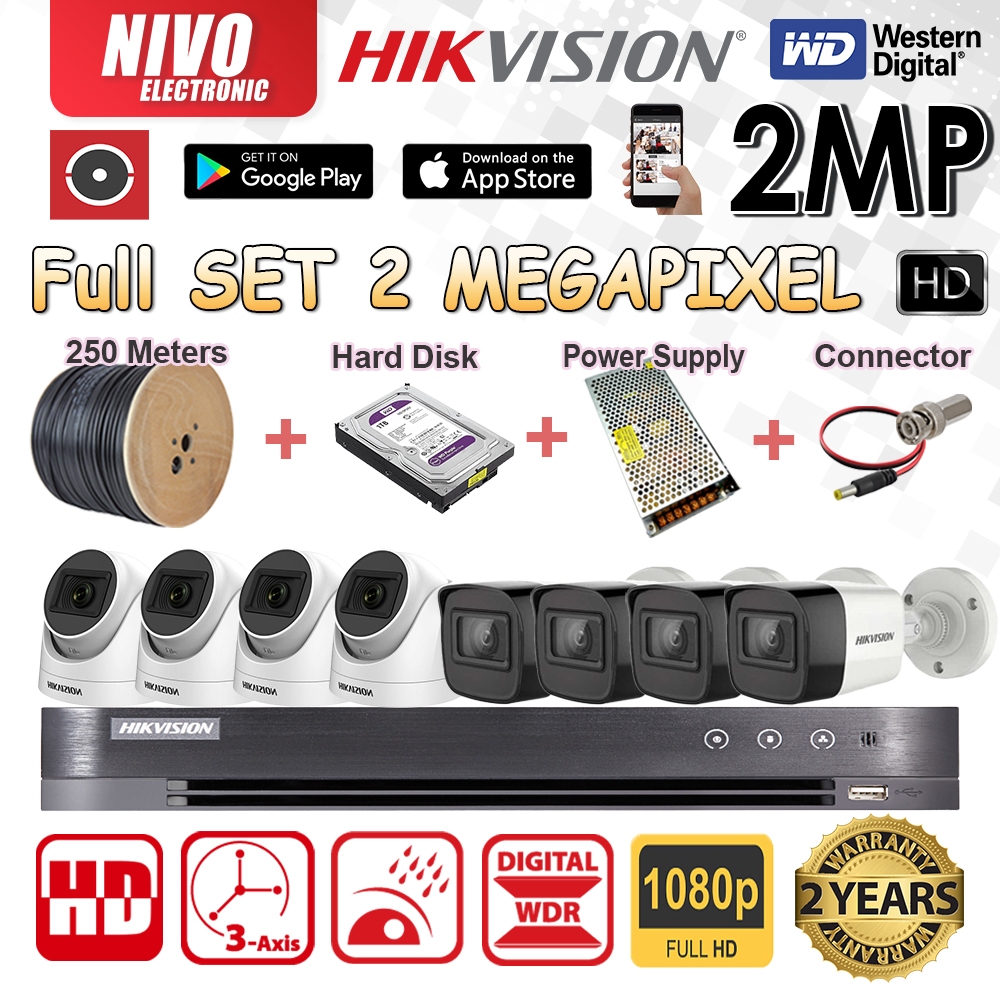 HIKVISION 8 Channel 2MP CCTV 1080P FULL HD WITH NIGHT VISION P2P ONLINE ...