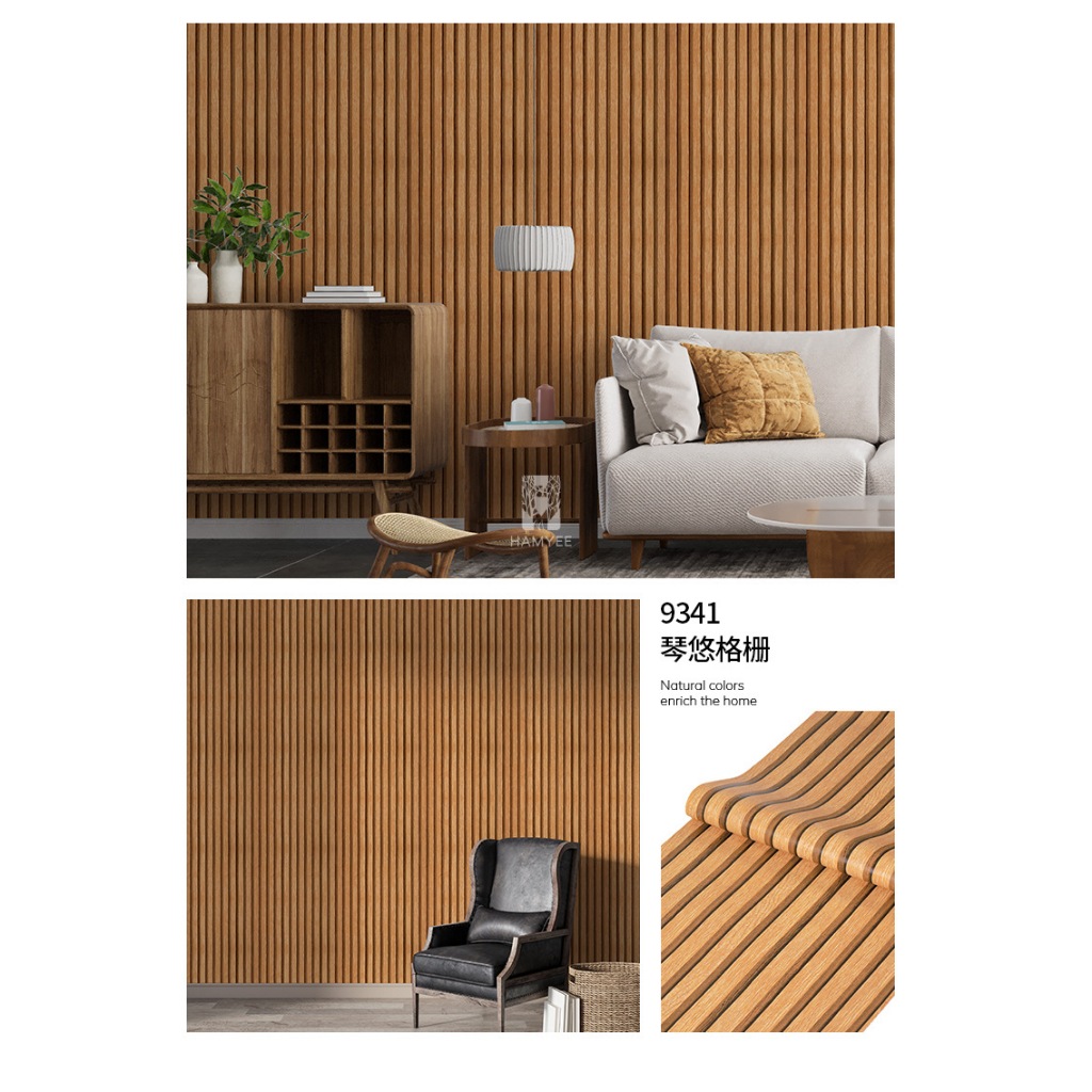 10M Wallpaper Wall Sticker Kertas Dinding Perabot 木纹墙纸 wall panel ...