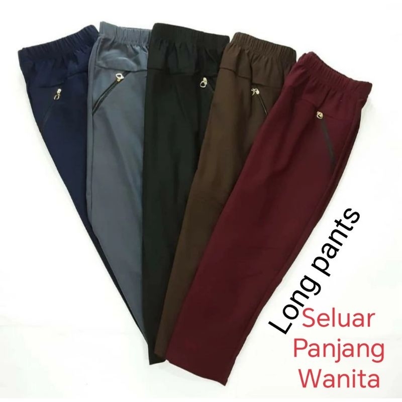 Seluar Panjang Wanita Seluar Panjang Perempuan Pocket Dengan Zip Long ...