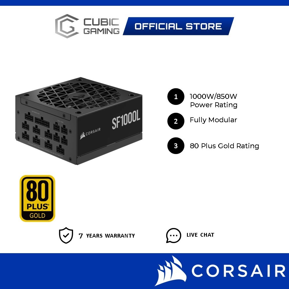 Corsair SF-L Series™ SF1000L/SF850L Fully Modular Low-Noise SFX Power ...