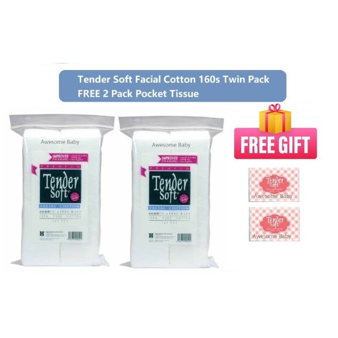 Tender Soft Premium Facial Cotton Pads (2 x 160s) Value Pack | Shopee ...