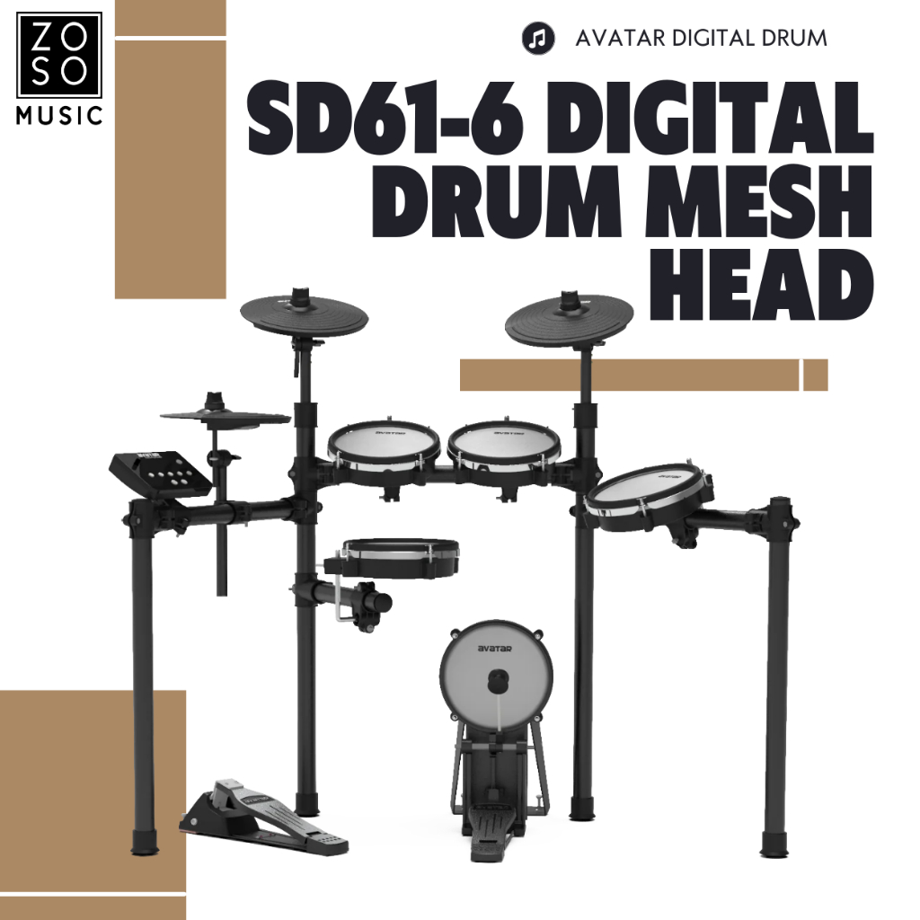 AVATAR SD61-6 DIGITAL DRUM MESH HEAD 8PCS (DRUMS ONLY) | Shopee Malaysia
