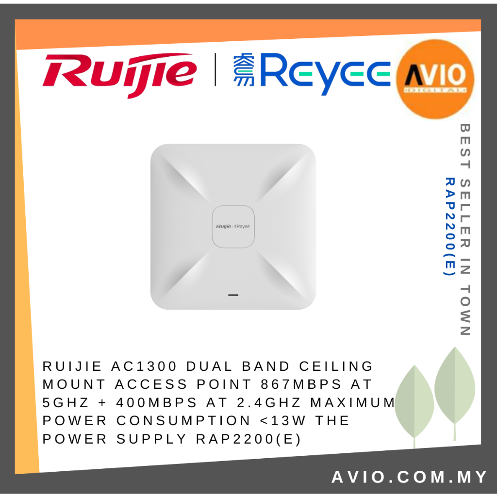 Ruijie AC1300 Dual Band Wifi Wireless Ceiling Mount AP Access Point ...