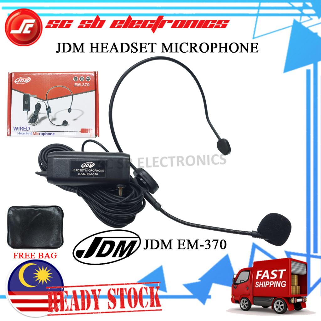 JDM WIRED CONDENSOR HEADSET MICROPHONE EM-370 MIKROFON KEPALA UNTUK ...