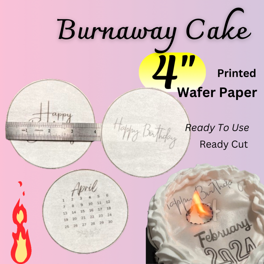 Burnaway cake Wafer paper printing, 4",edible cake decoration, wafer ...