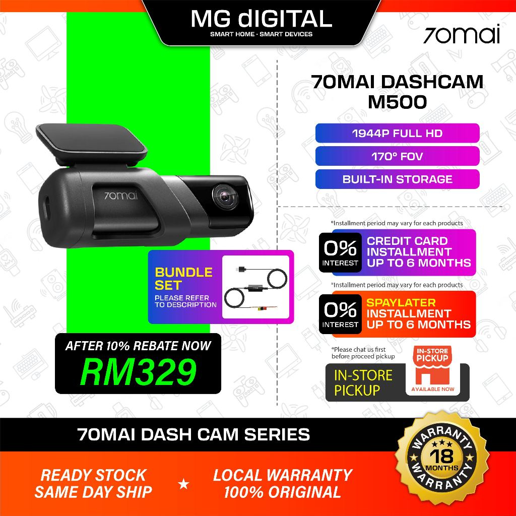 70mai M500 Dash Cam - Car Recorder 1944P Night Vision with ADAS 24 ...