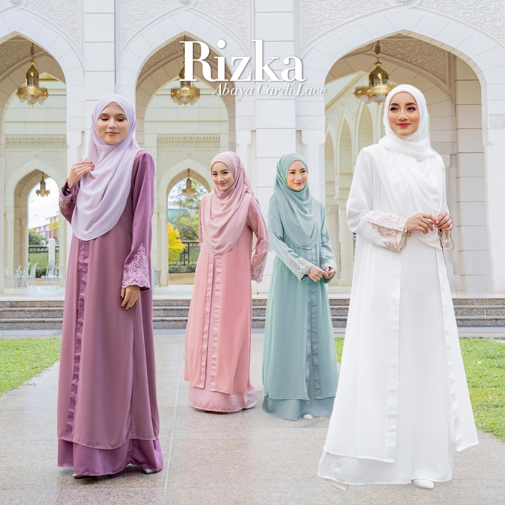 MCC LIFESTYLE ABAYA DRESS Jubah Muslimah Women Cardi Rizka 2 Layer ...