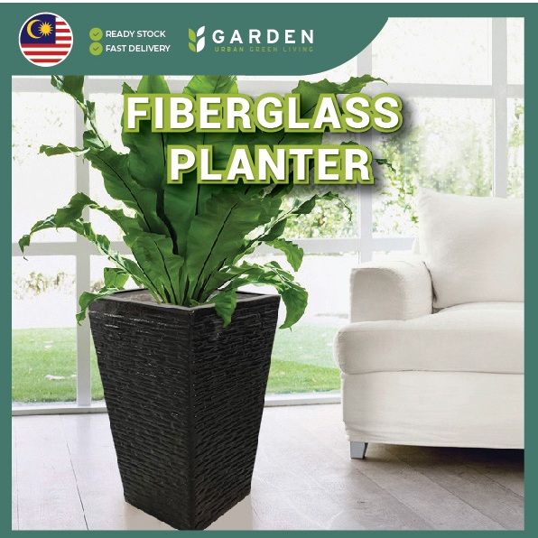 FIBERGLASS Large Floor Stepzoid Planter Box Flower Tree Pot Vase Black ...