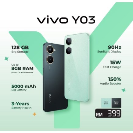 [New Launch] VIVO Y03 Smartphone 4+4GB EXTENDED RAM+128 ROM 5000 mAh ...