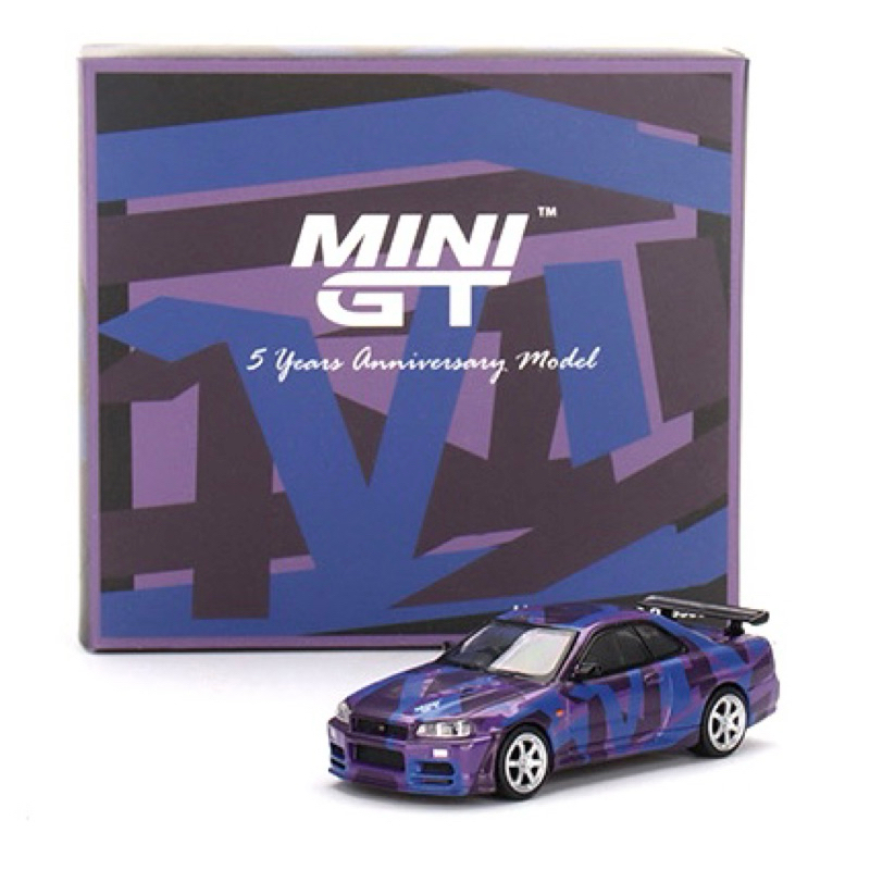 MINI GT 1/64 #446 5 YEARS ANNIVERSARY MODEL NISSAN SKYLINE GT-R R34 V ...