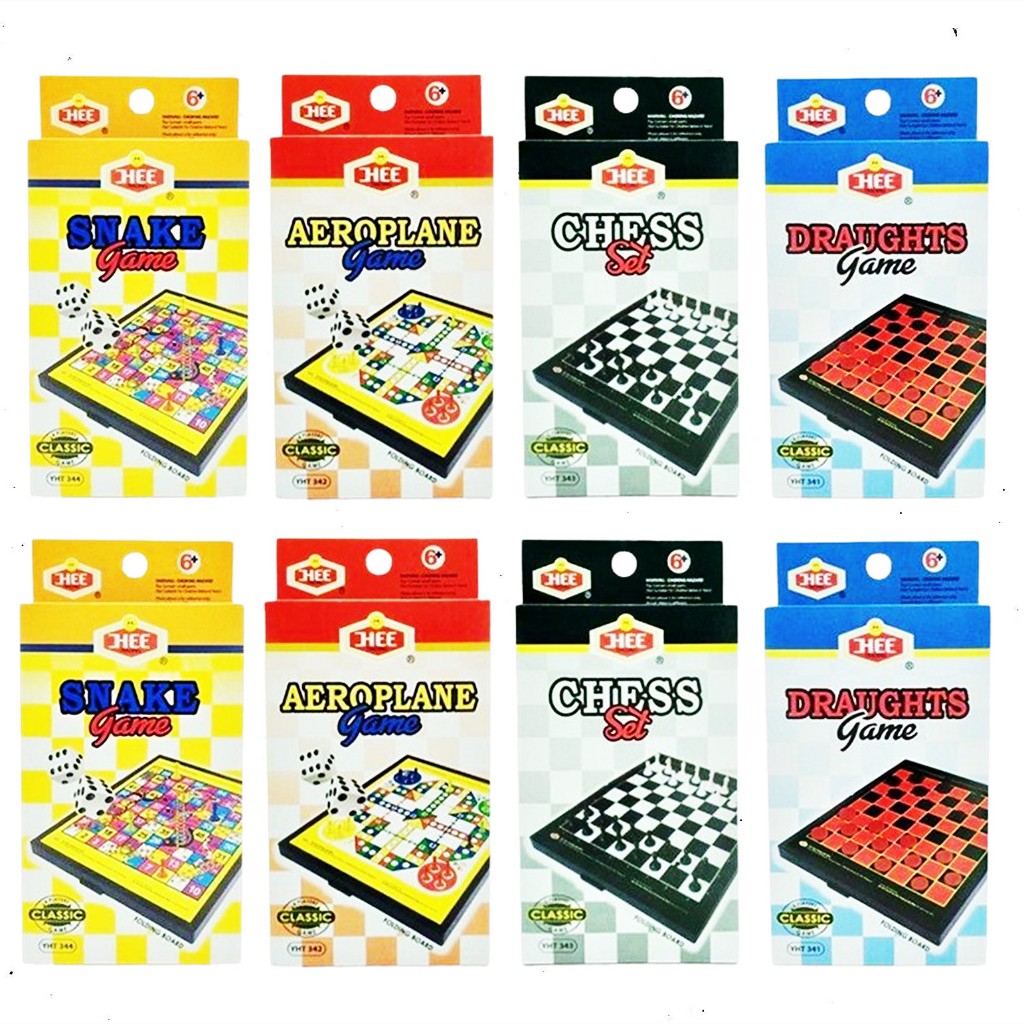 JHEE Pocket Classic Board Games Folding Magnetic Board Chess / Draught ...