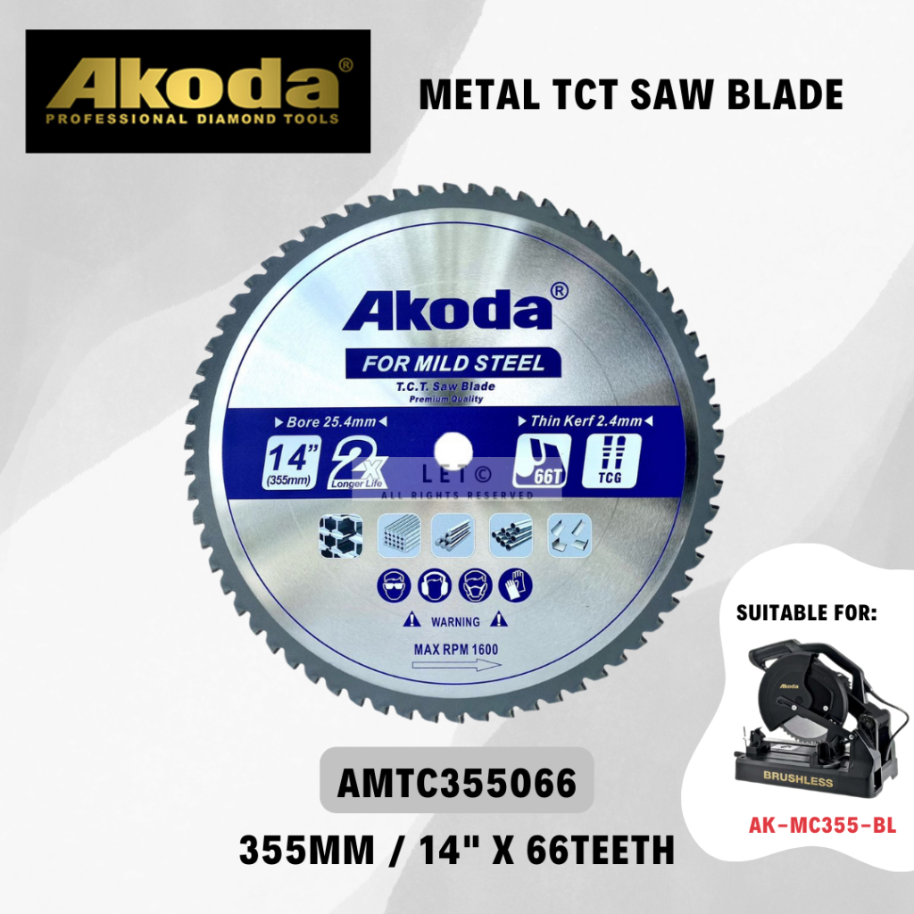 AKODA 14" METAL TCT SAW BLADE 66T AMTC355066 - SUITABLE FOR AK-MC355-BL ...
