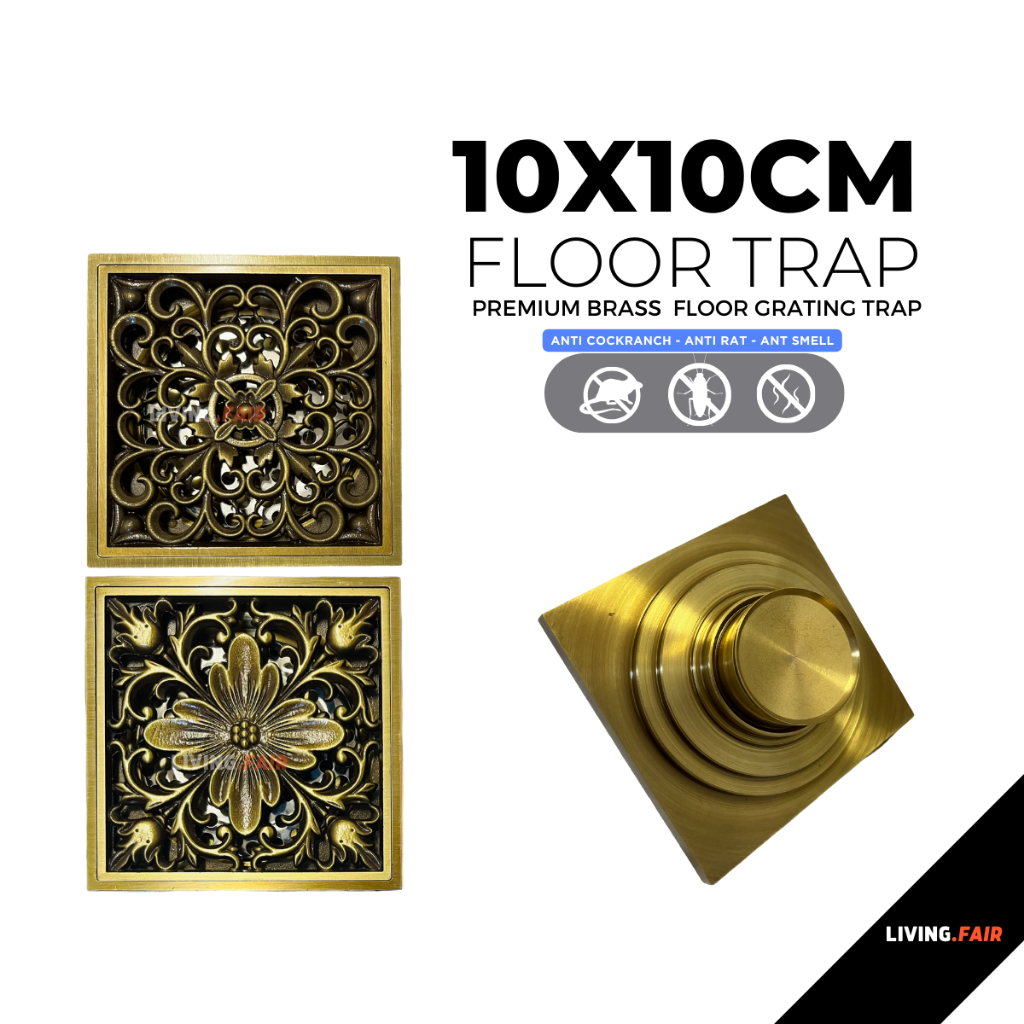 Living Fair Art of Asia Premium Brass Floor Trap 10x10cm Anti Rusting ...