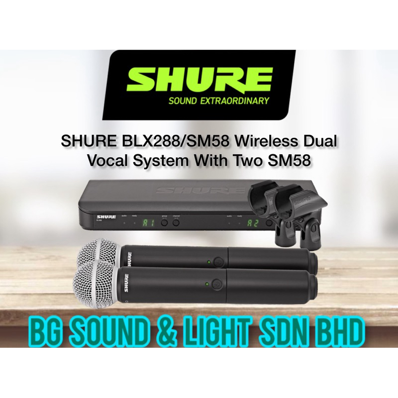 SHURE BLX288/SM58 Wireless Dual Vocal System With Two SM58 | Shopee ...