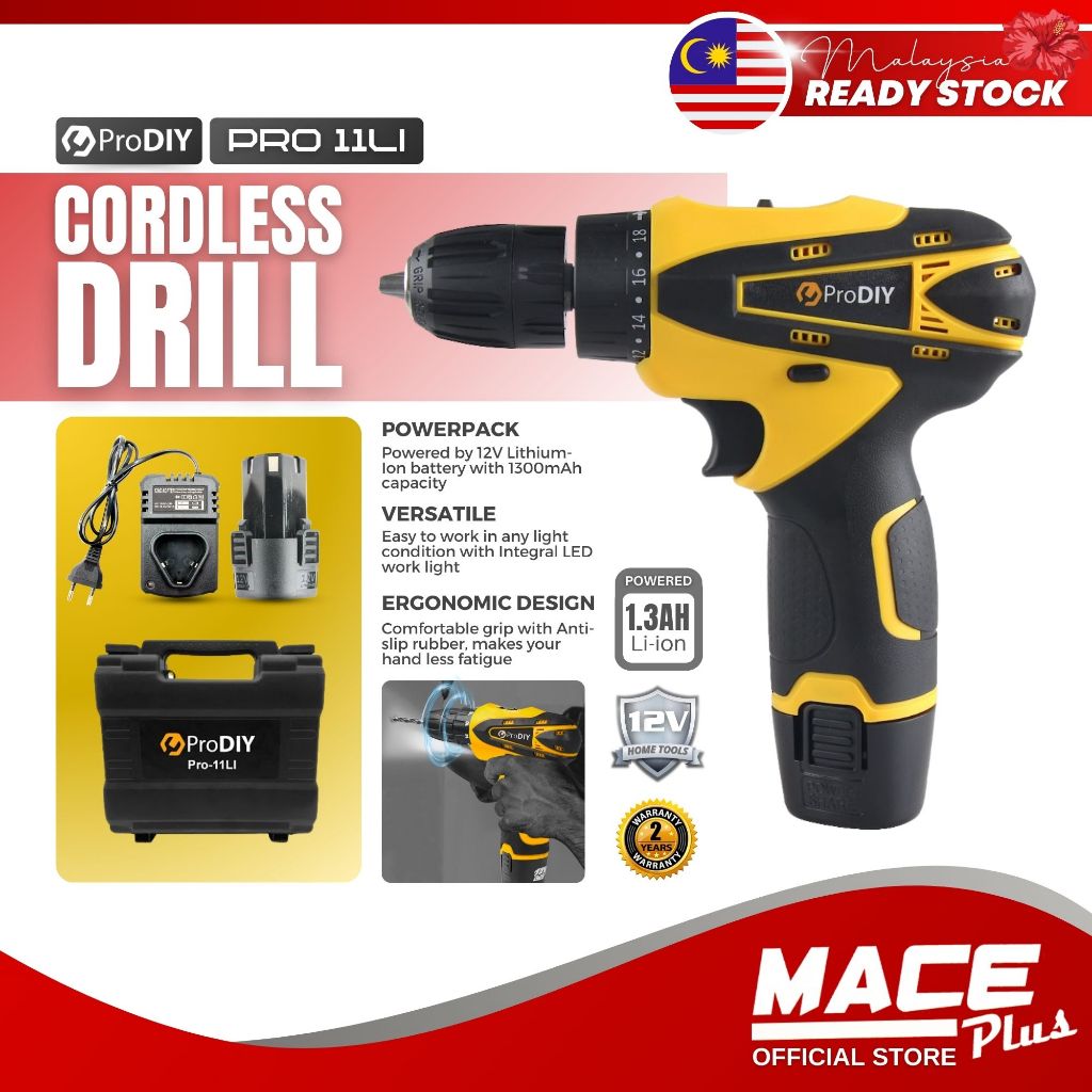 PRO-11Li 12V PRODIY Cordless Drill Ergonomic Handle Screwdriver Machine ...