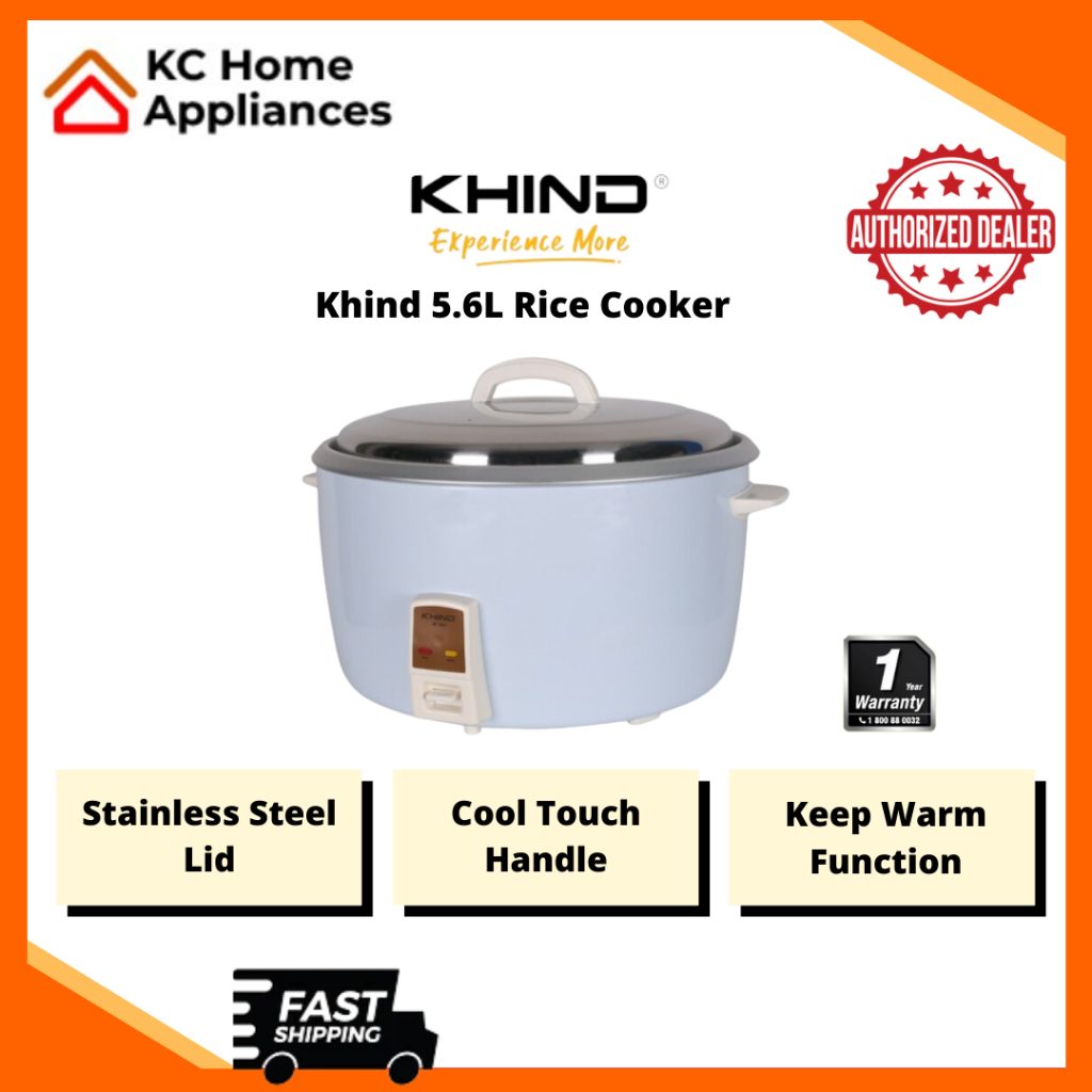 Khind 5.6L Rice Cooker | 1650W | Auto Keep Warm | Stainless Steel Lid ...