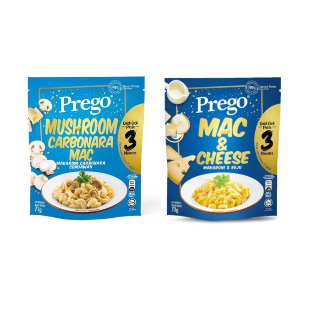 Prego Quick Cook Pasta in 3min Mac & Cheese/ Mushroom Carbonara Mac 70g ...